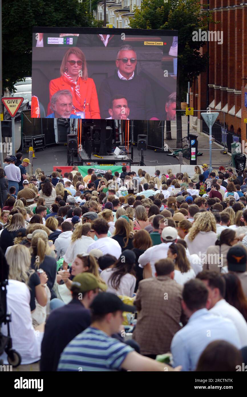 London, UK, 16 July 2023 Northcote road SW11 Battersea closed and crowd ...