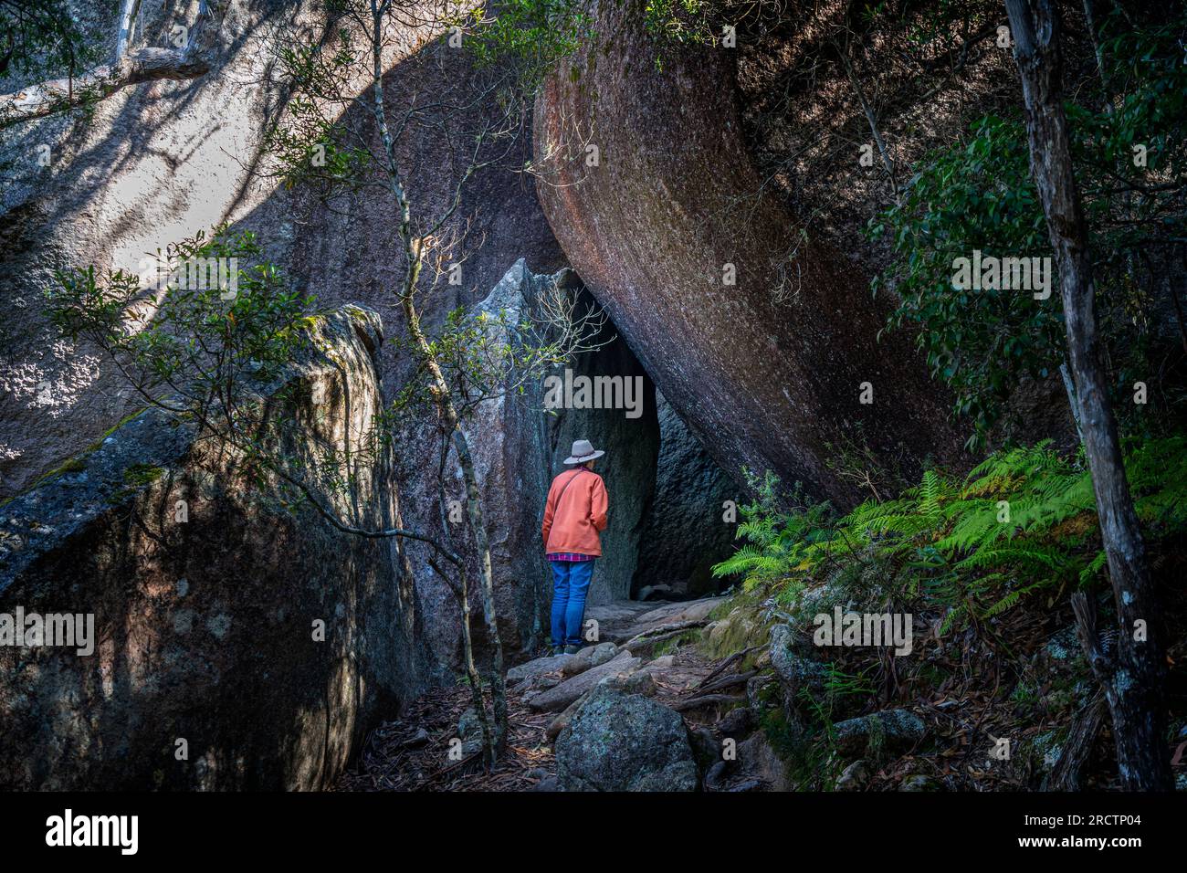 Person exploring one of the entrances to Thunderbolt's Hideout ...