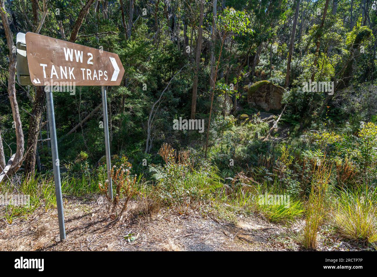 Information sign for historic World War II Tank Traps in Thunderbolt's ...