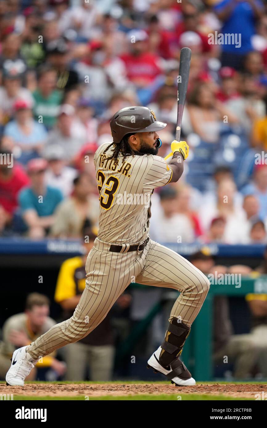 San Diego Padres' Fernando Tatis Jr. plays during a baseball game, Sunday, July 16, 2023, in ...