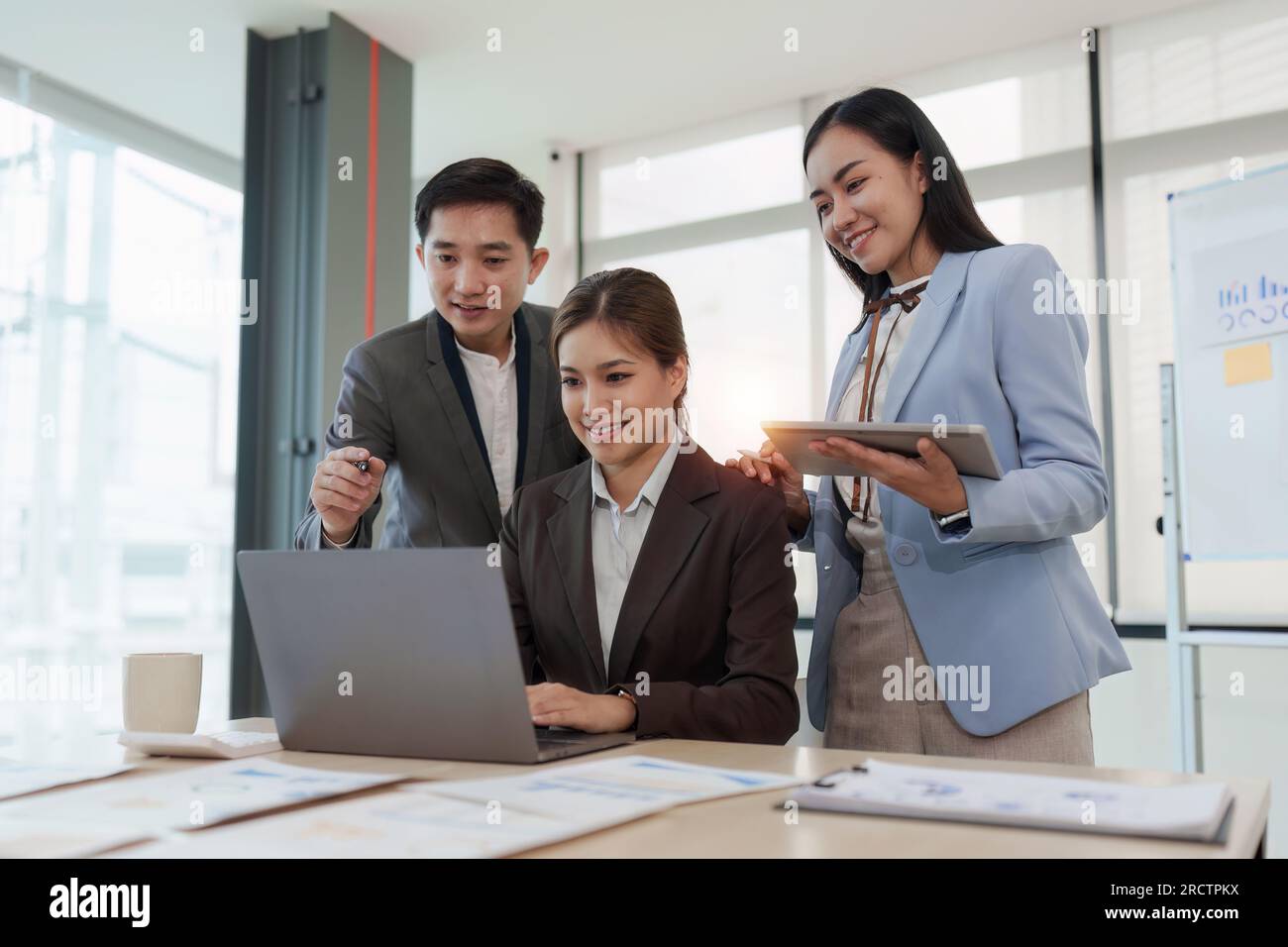 Business people advisor. Business team of financial analyze about ...