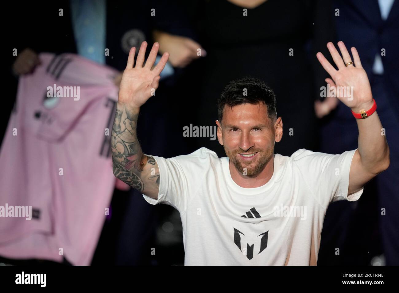 CORRECTS STADIUM NAME - Inter Miami's Lionel Messi waves after ...