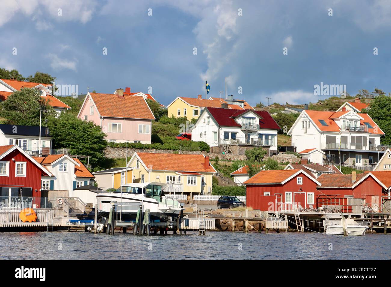 Swedish summer destination Fjällbacka village, harbor and archipelago ...