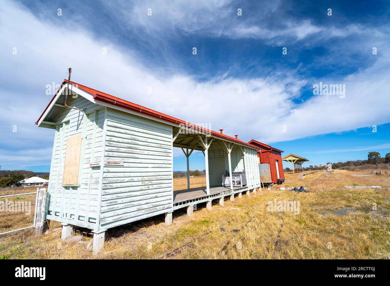 Disused railway goods sheds at historic Wallangarra Railway Station ...