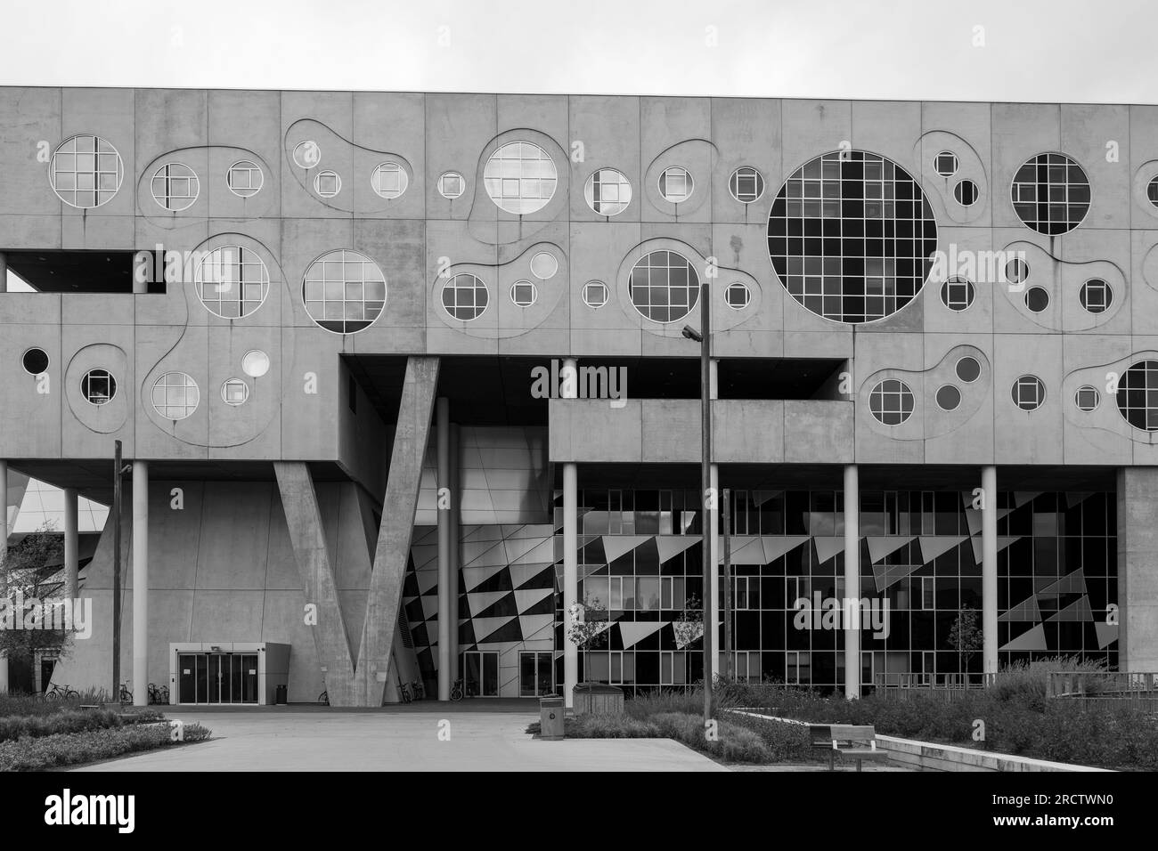 Black and white tone, Exterior view of House of Music, Musikkens Hus ...