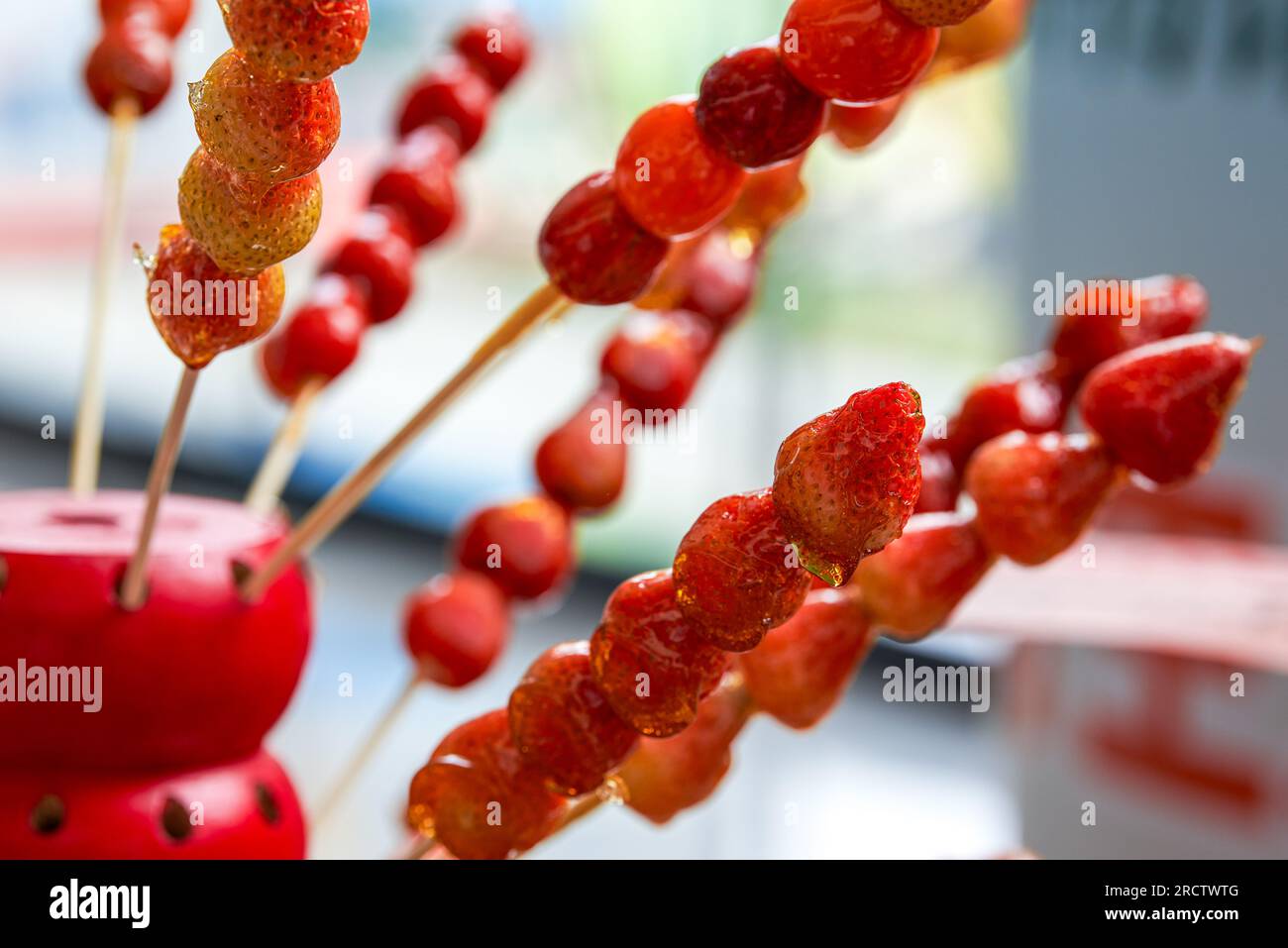 Traditional snack in northern China, strawberry candied haws Stock ...