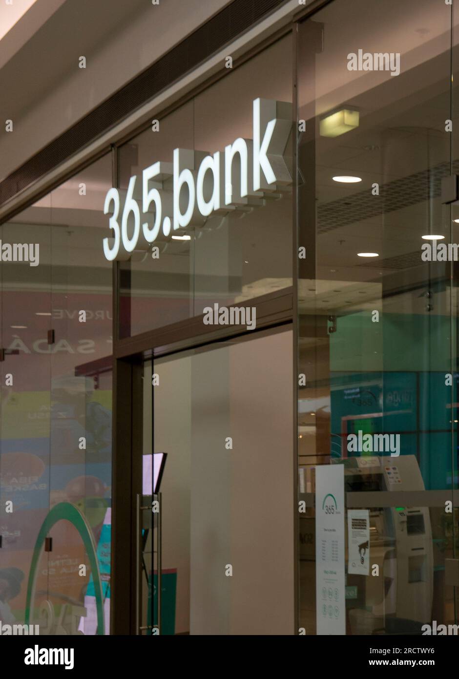 Bratislava, Slovakia - July, 15, 2023 : 365 bank branch in the Eurovea ...