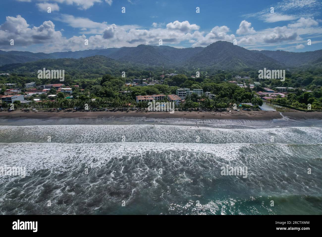 Beautiful aerial view of Jaco Beach, the surf class lessons and the ...