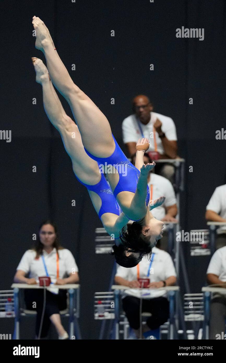 Chang Yani and Chen Yiwen, of China, compete in the women's 3-meter ...