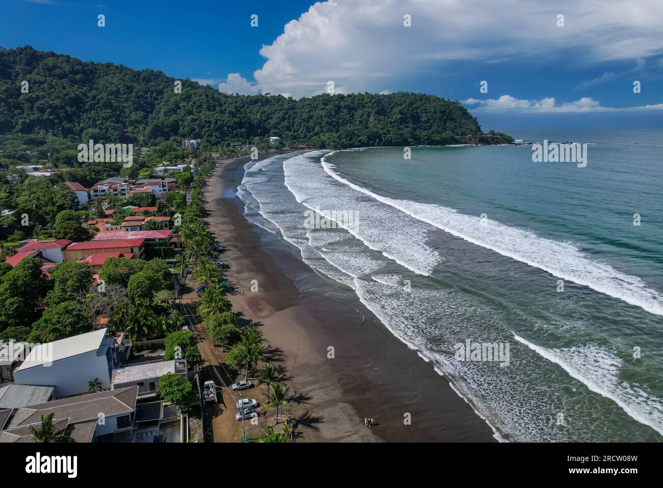 Beautiful aerial view of Jaco Beach, the surf class lessons and the ...