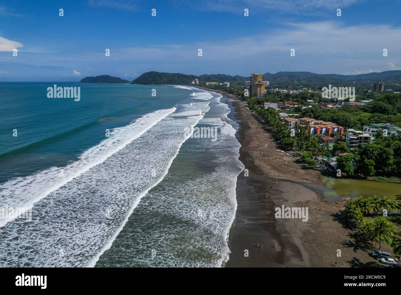 Beautiful aerial view of Jaco Beach, the surf class lessons and the ...