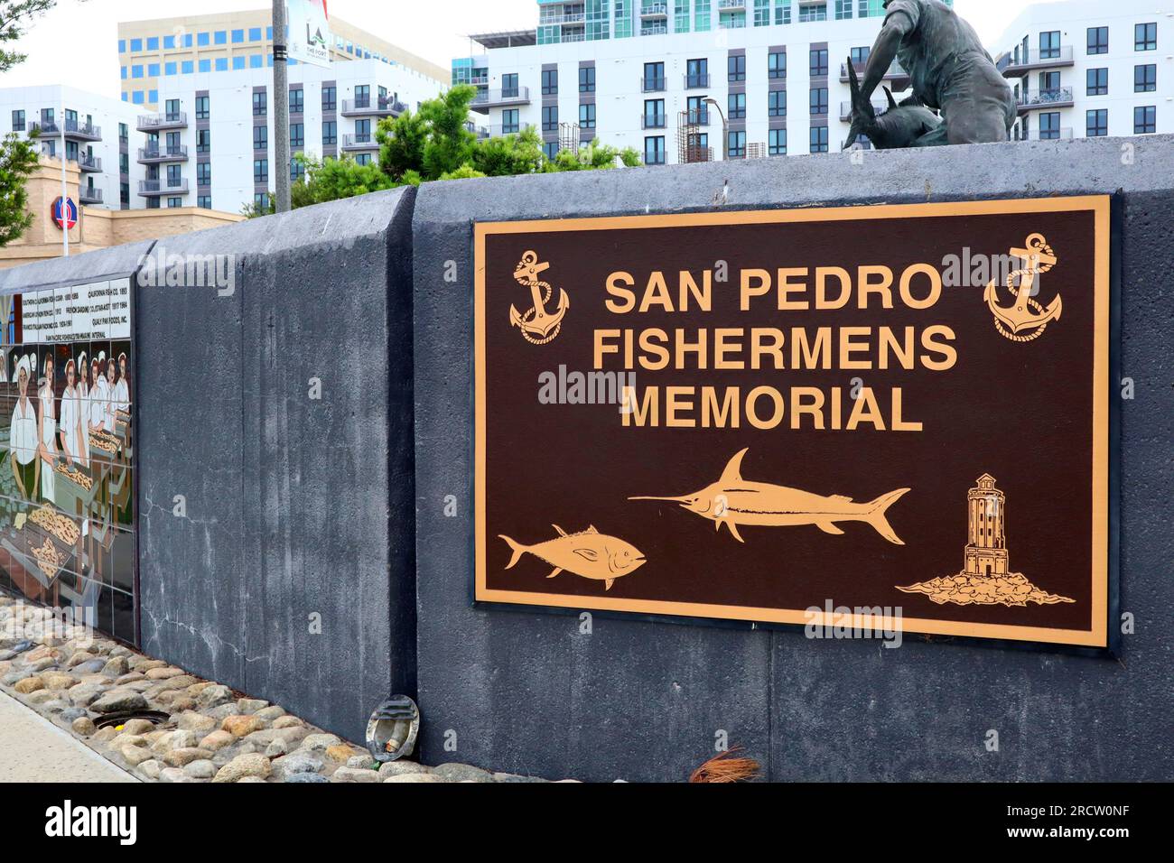 Los Angeles, California: Fishermens Memorial in San Pedro, port of Los ...