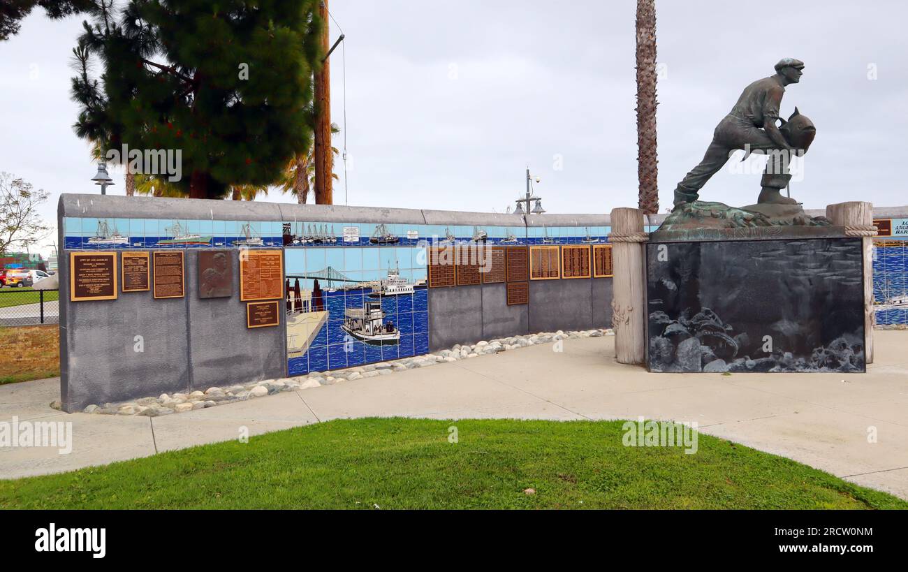 Los Angeles, California: Fishermens Memorial in San Pedro, port of Los ...
