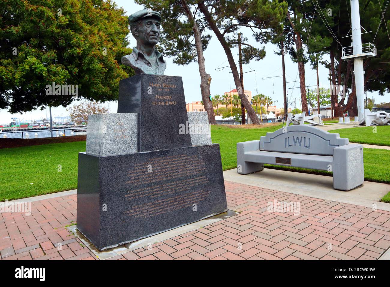 Los Angeles, California: monument of Harry Bridges founder the ILWU ...