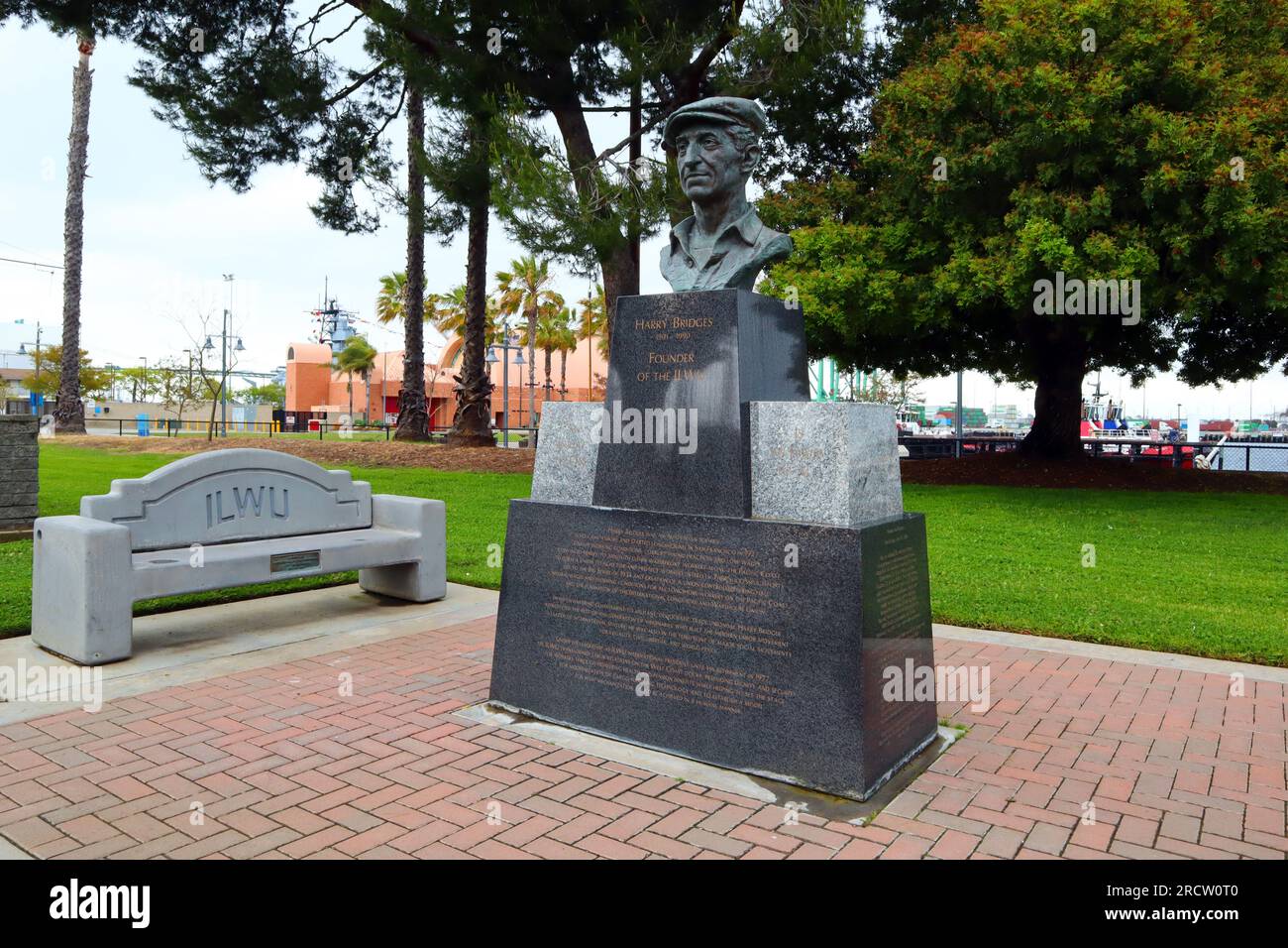 Los Angeles, California: monument of Harry Bridges founder the ILWU ...