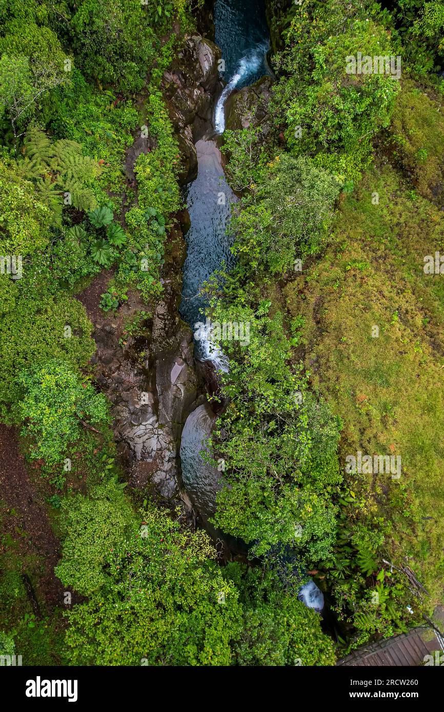 The beautiful Costa Rica Rainforest, waterfalls and blue river in the ...