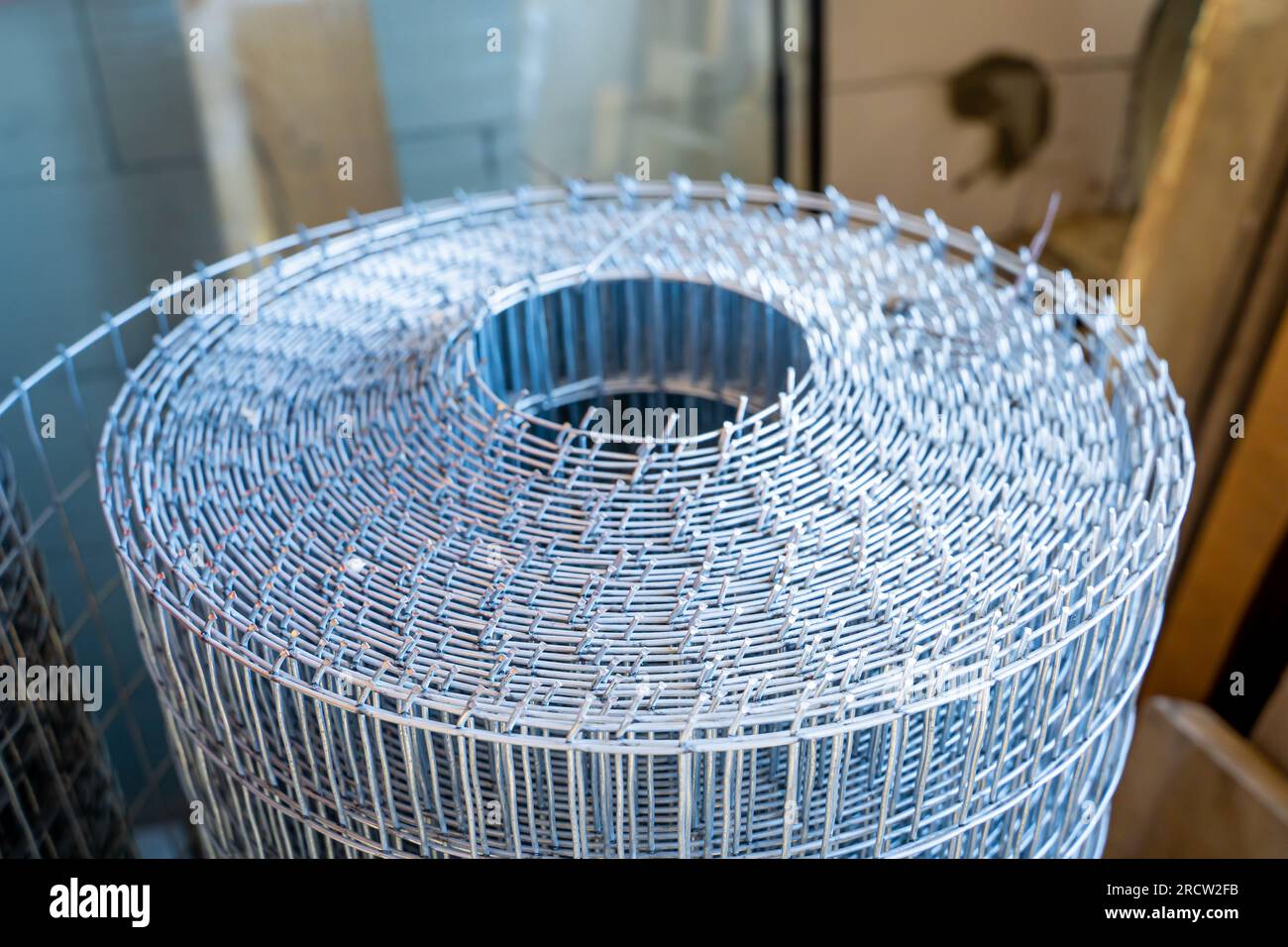 Roll of galvanized wire mesh, close-up. Universal building material for ...