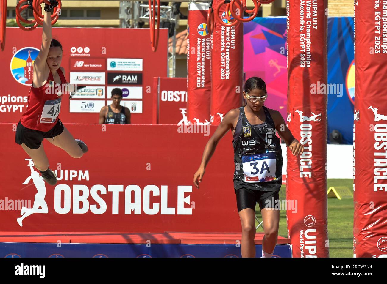 Alexandria, Egypt. 16th July, 2023. Athletes compete in obstacle race ...