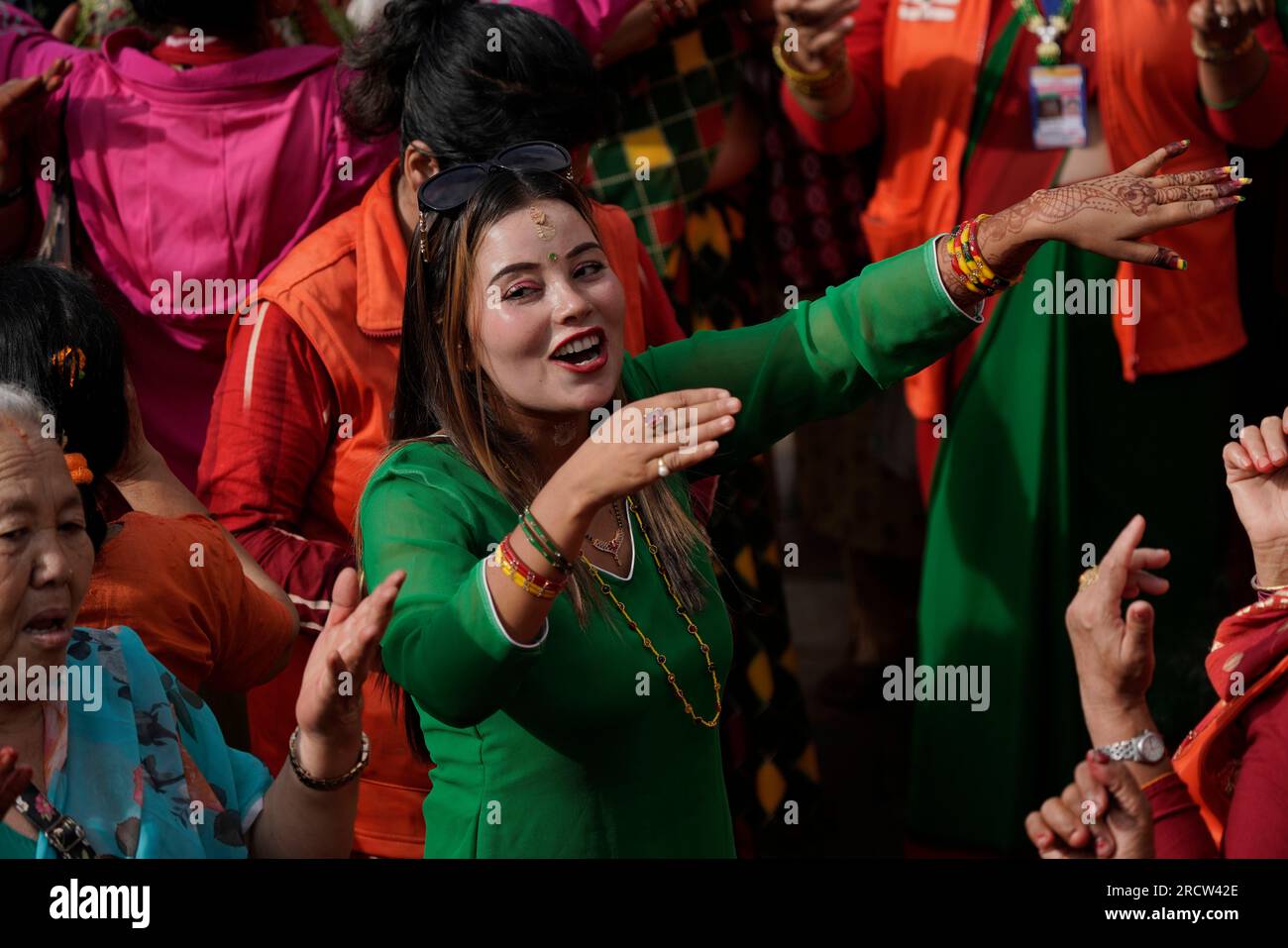 Kathmandu, Nepal. 17th July, 2023. A Hindu devotee dances during the ...