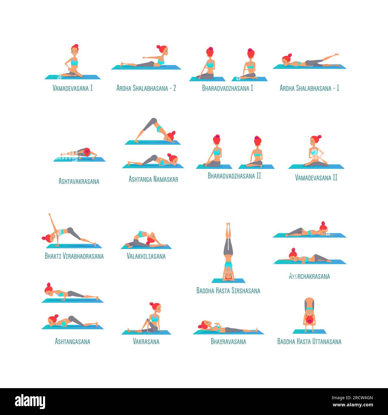Woman yoga asanas vector vector vectors hi-res stock photography and ...