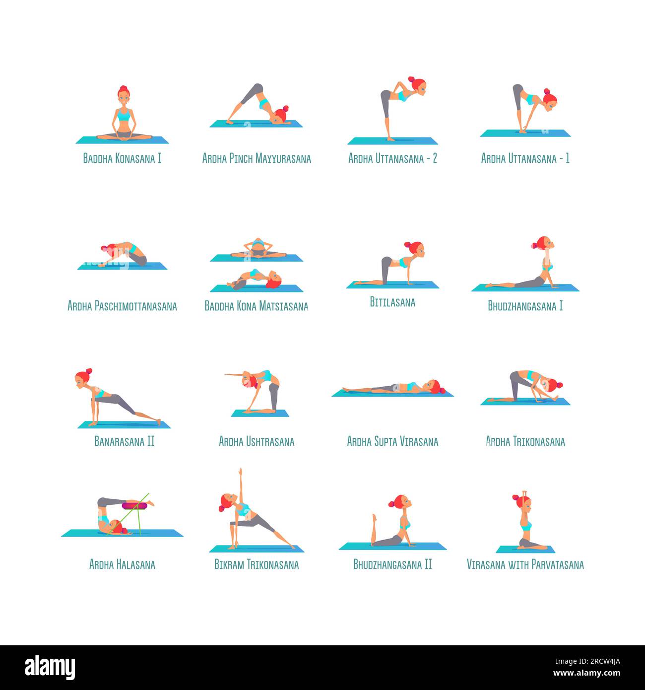 Woman yoga asanas vector vector vectors hi-res stock photography and ...