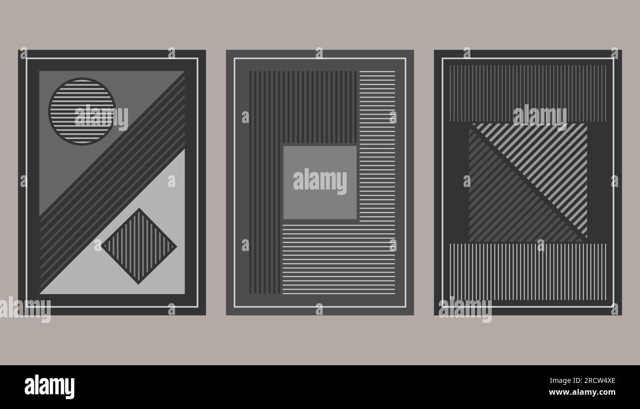 composition of geometric shapes in shades of gray. Minimalist design ...