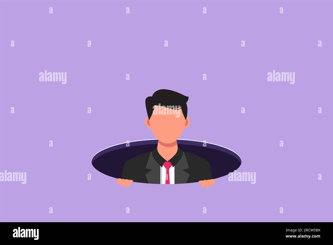 Cartoon flat style drawing businessman emerges from hole. Concept of ...