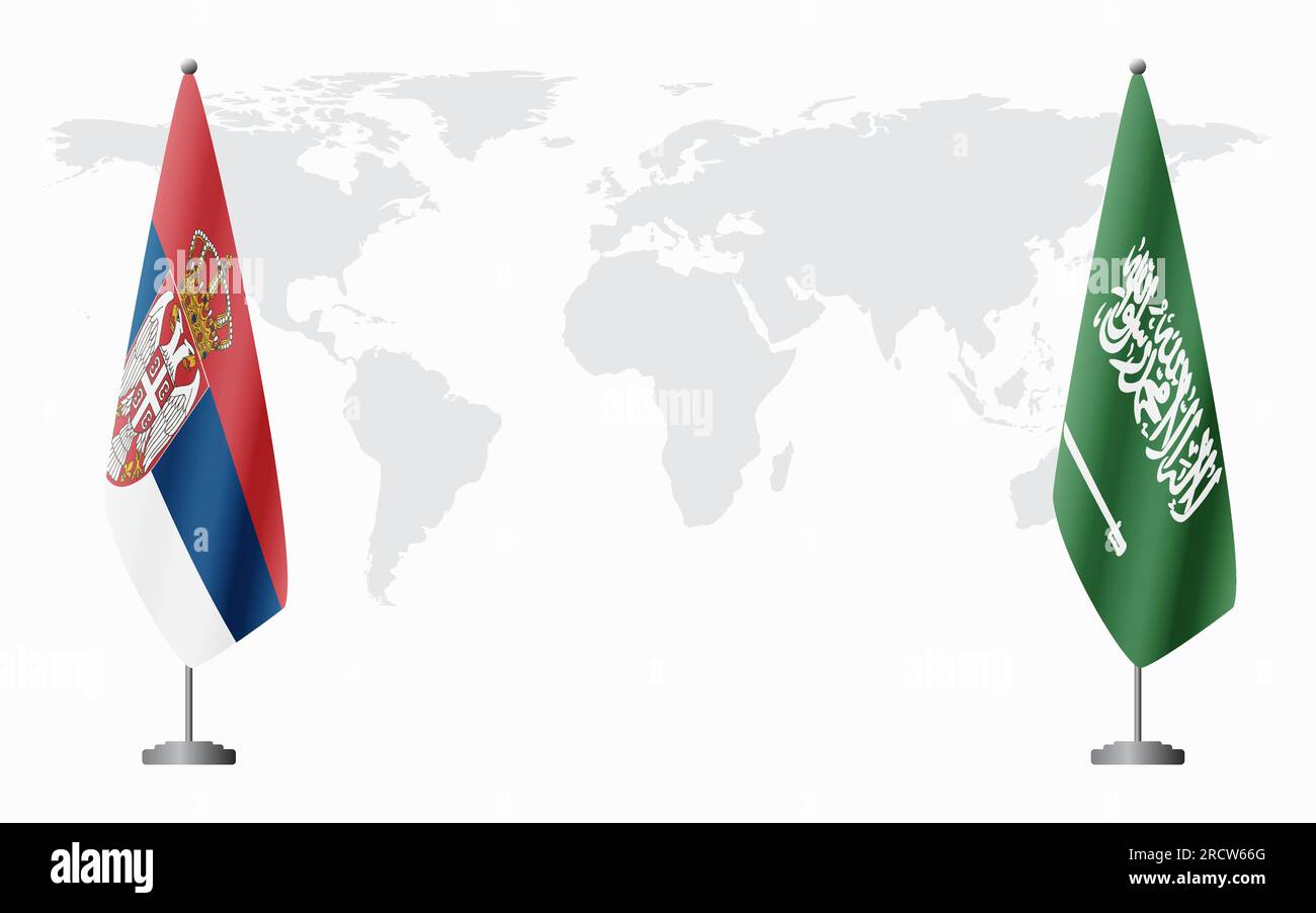 Serbia and Saudi Arabia flags for official meeting against background ...