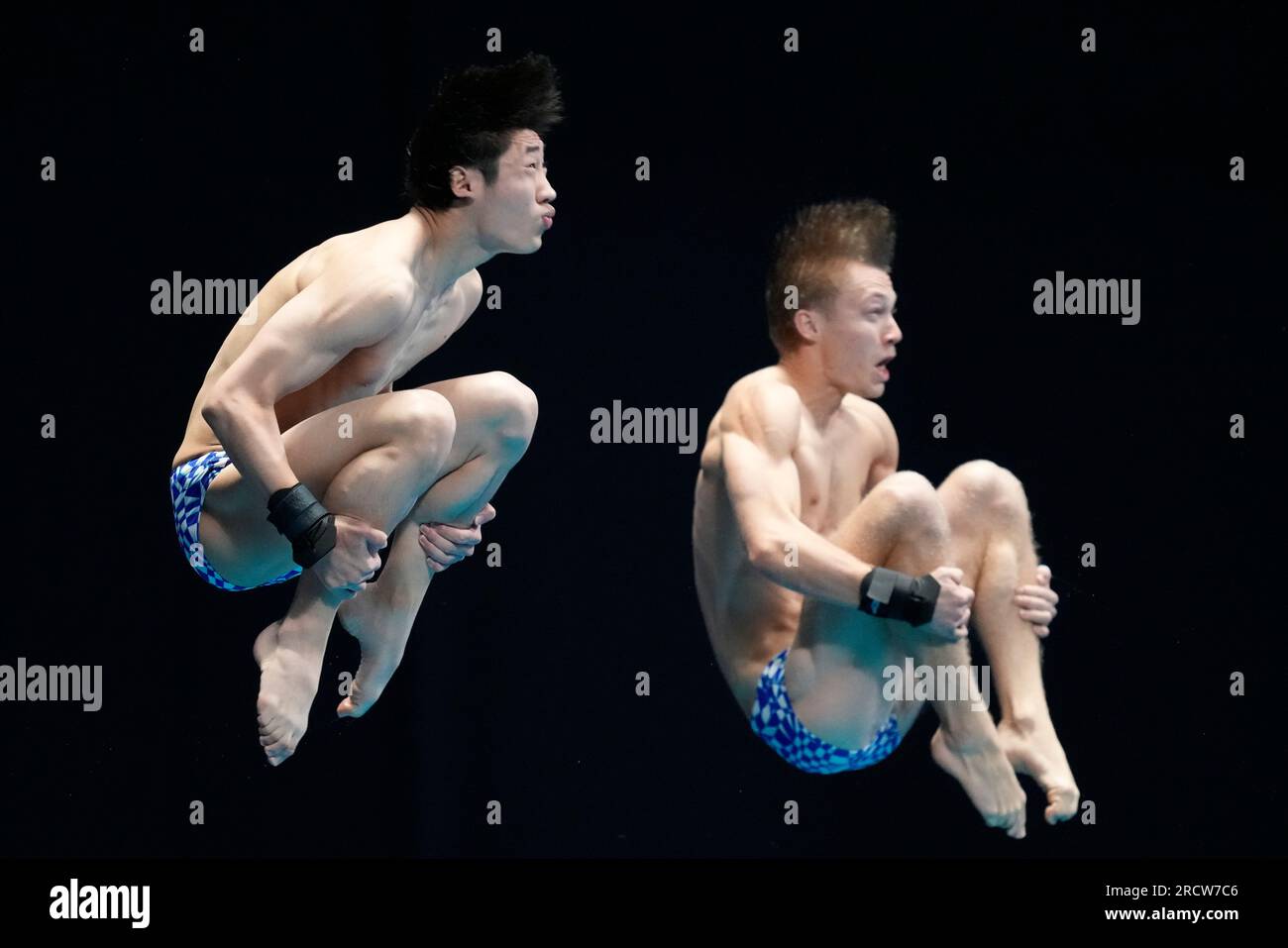 Arno Lee and Luke Sipkes, of New Zealand, compete in the men's 10-meter ...