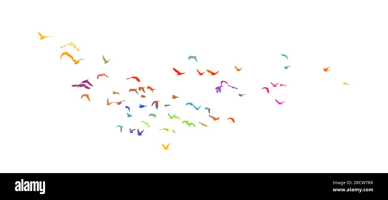 A flock of flying colored birds. Vector illustration Stock Vector Image ...