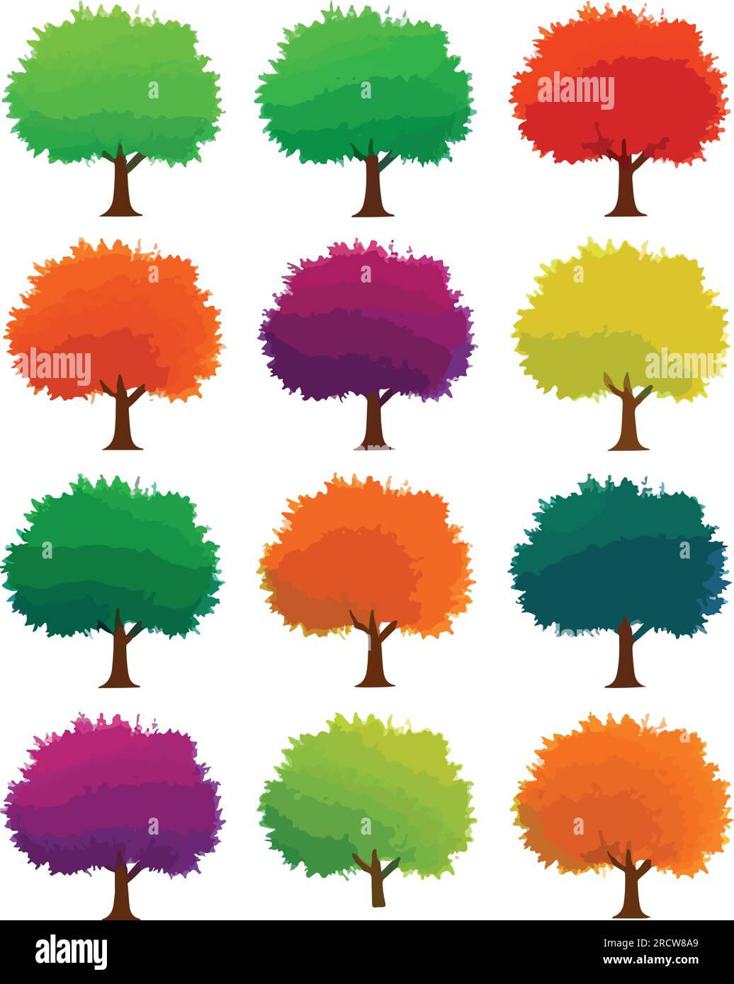 Beautiful trees bushes shrubs seasesonal vector art Stock Vector Image ...