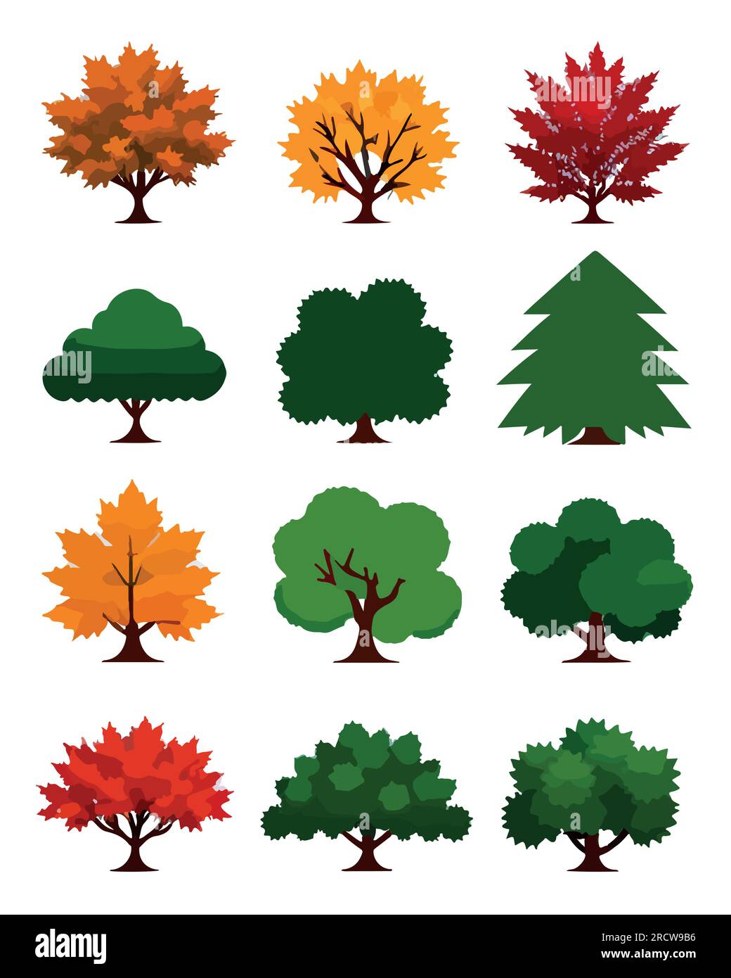 Incredible trees bushes shrubs seasesonal vector art Stock Vector Image ...