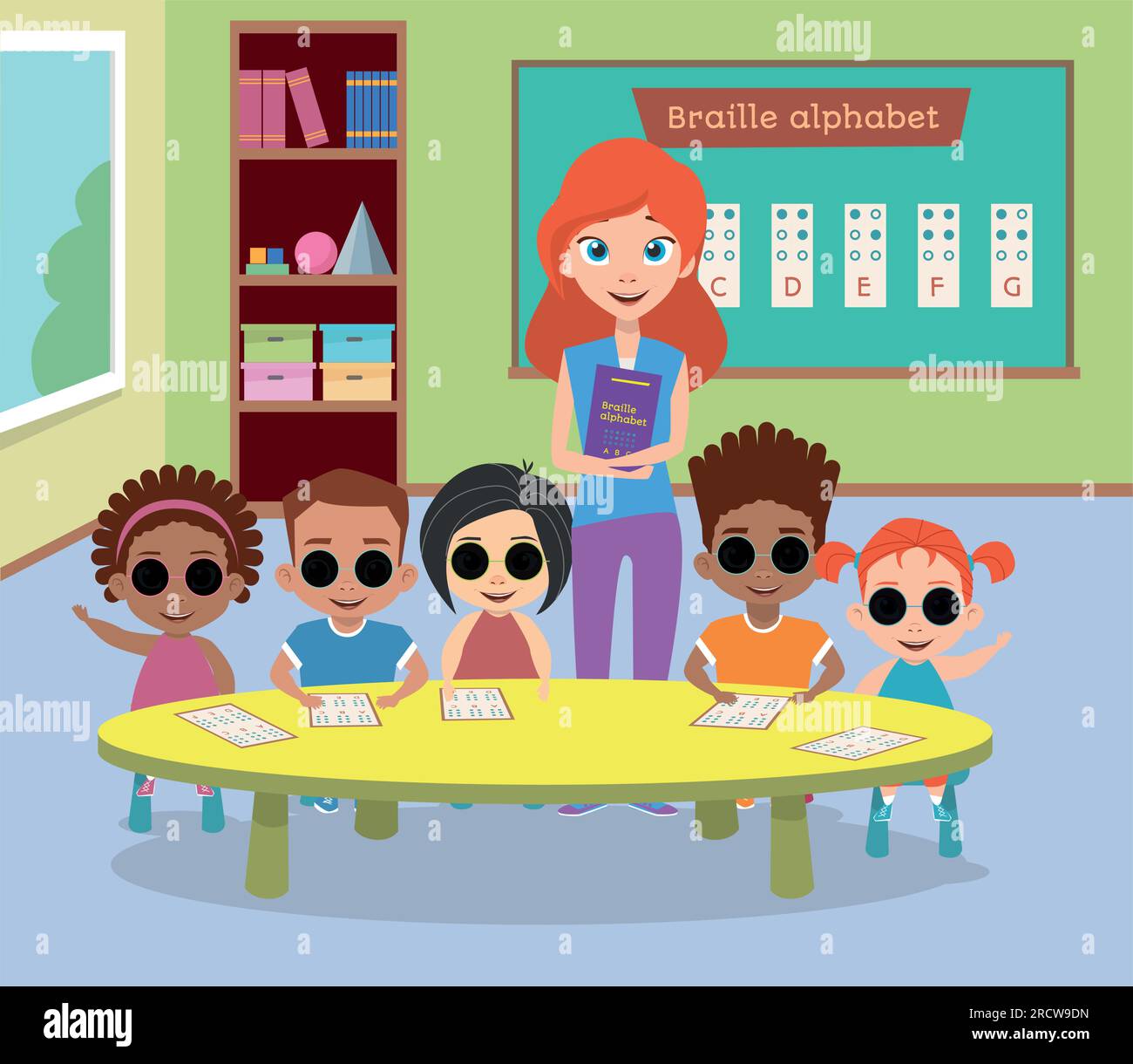 Disabled student teacher class Stock Vector Images - Alamy