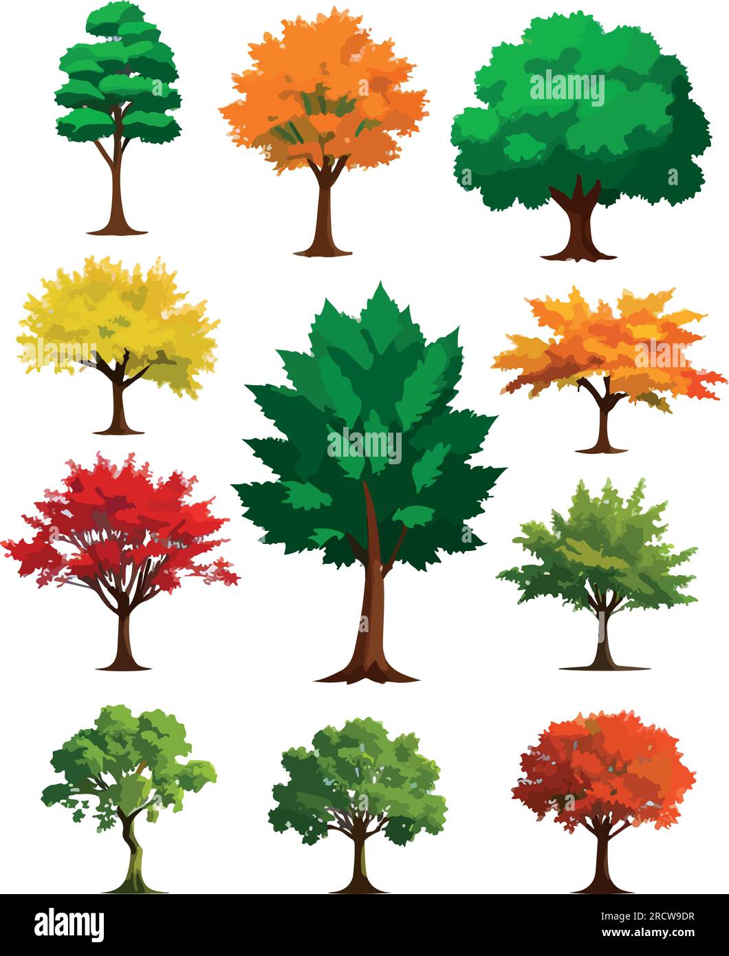 Amazing trees bushes shrubs seasesonal vector art Stock Vector Image ...
