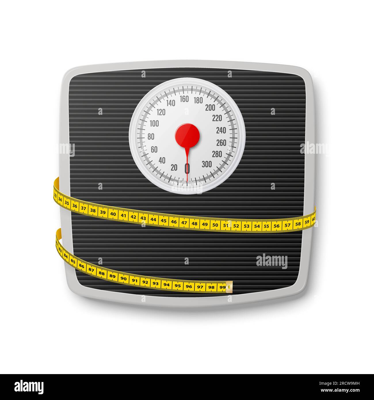 Vector 3d Realistic Bathroom Scales with Measuring Yellow Tape ...