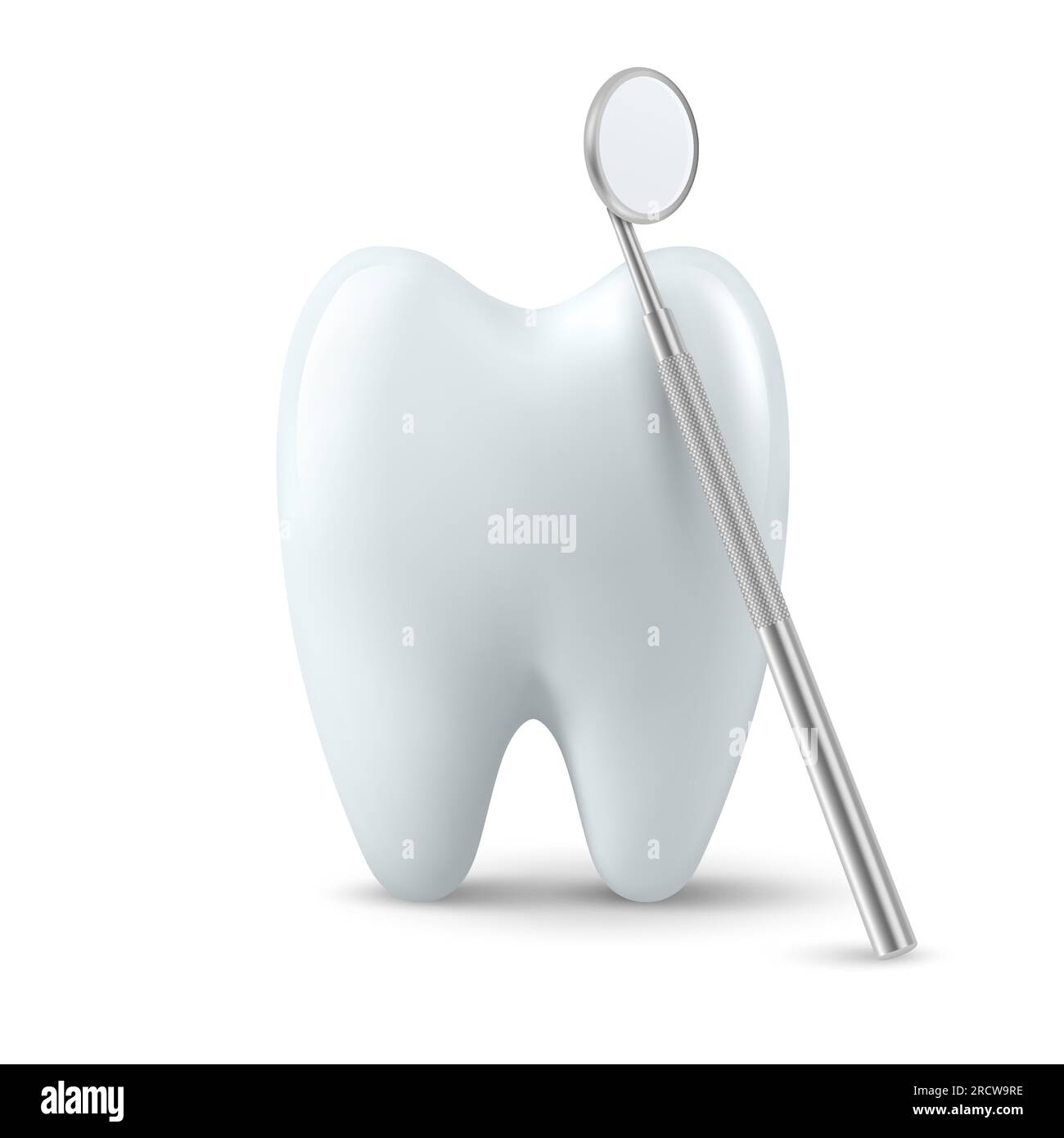 Vector 3d Realistic Dental Inspection Mirror for Teeth with Tooth Icon ...