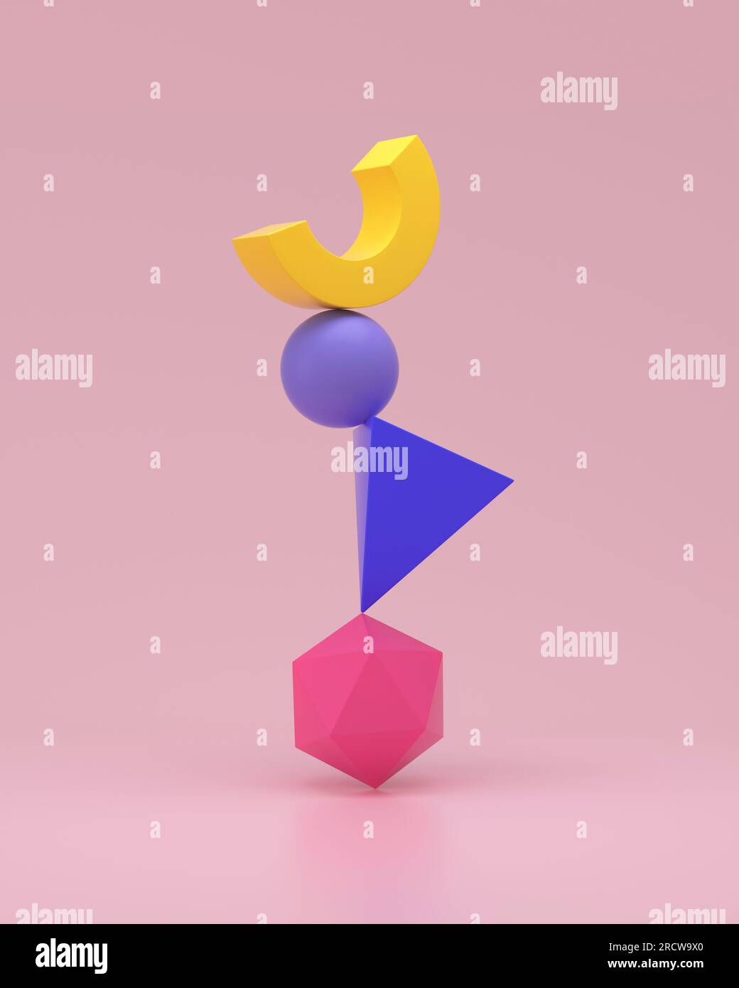 Geometric volumes in impossible balance stack one on each other. 3D ...