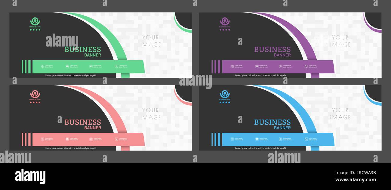 Business banner. A set of horizontal templates with space for a photo ...