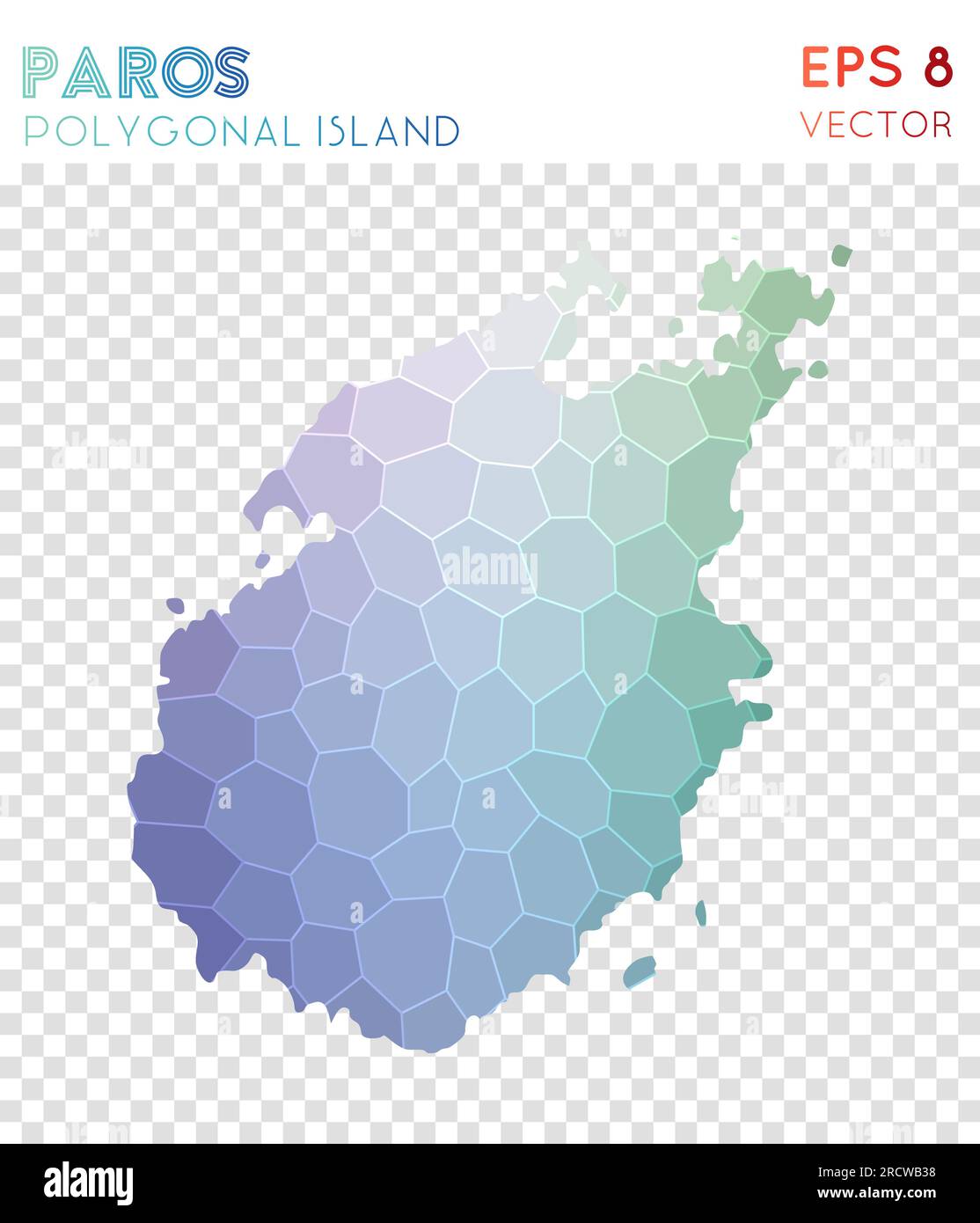 Paros polygonal map, mosaic style island. Fancy low poly style, modern ...