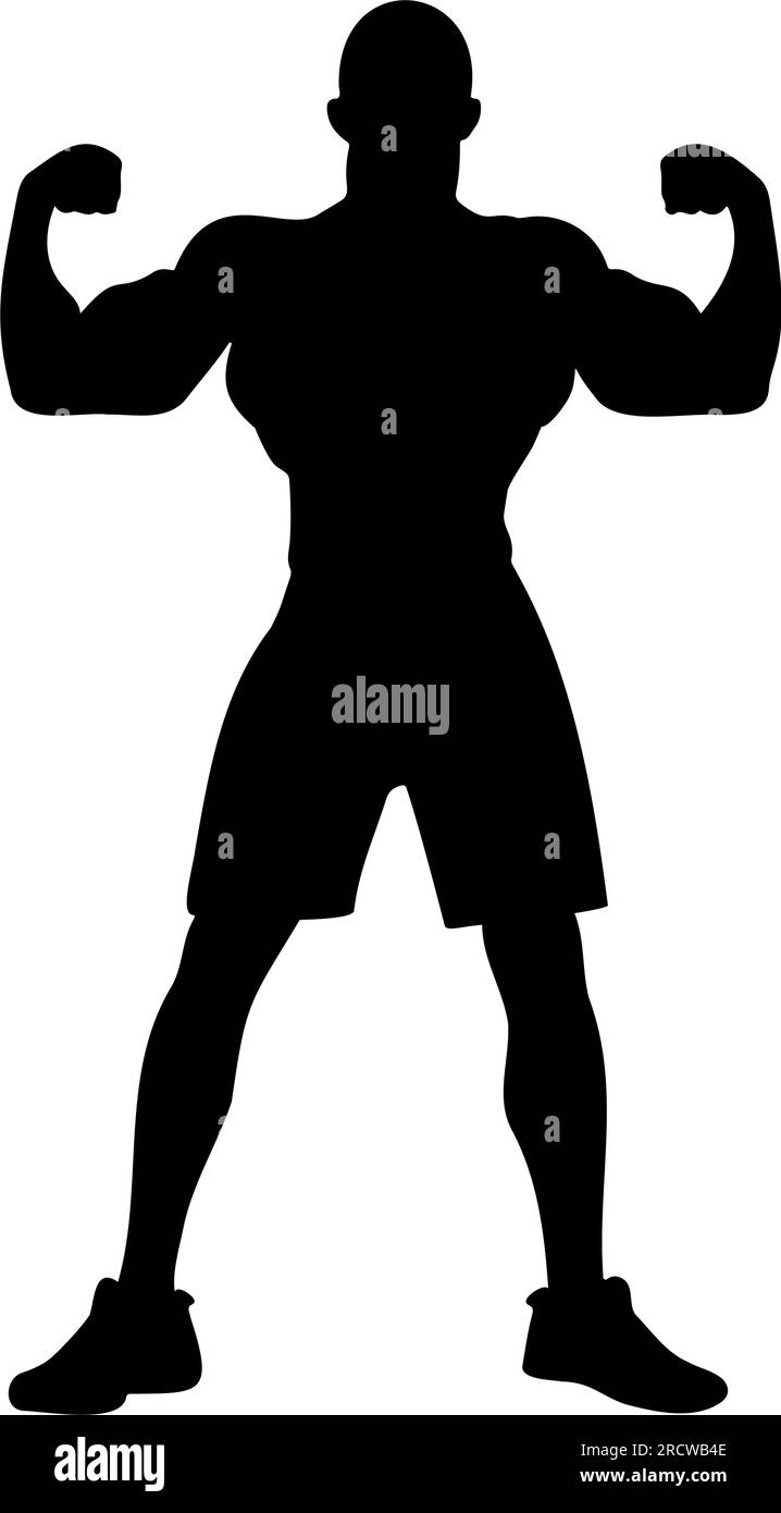 Bodybuilder pose showing his muscle Silhouette. Vector illustration ...