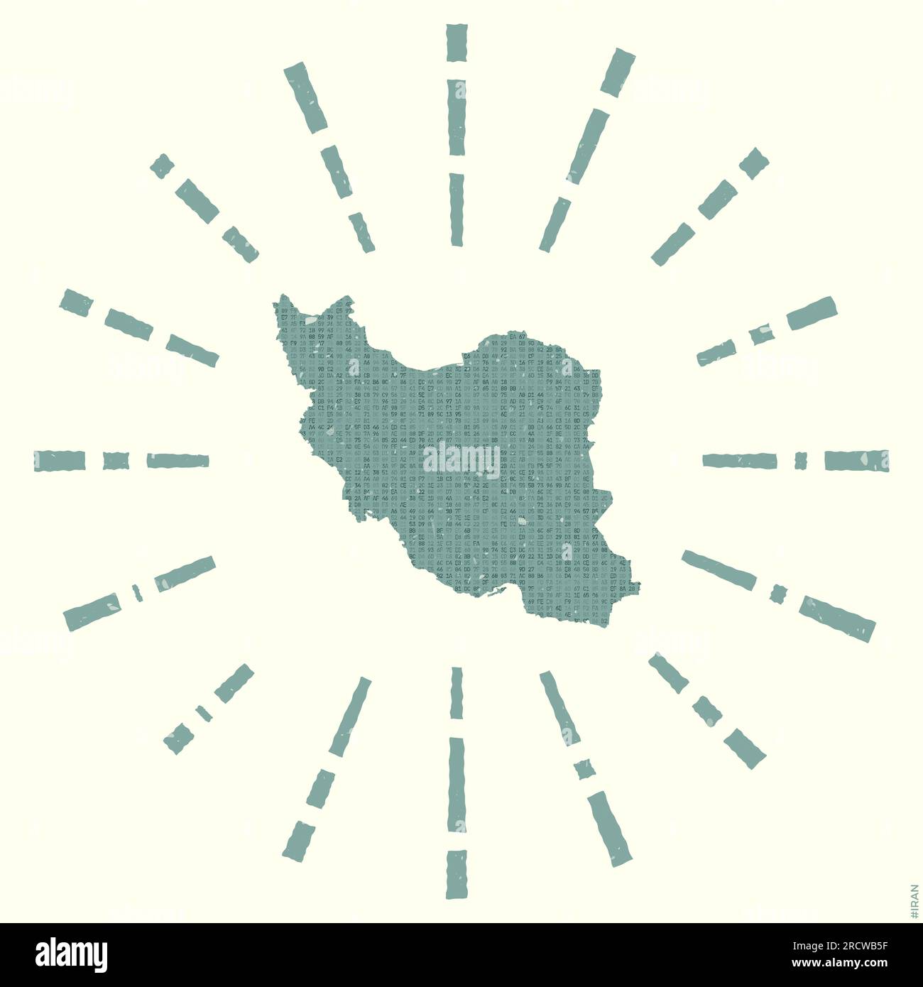 Iran Logo. Grunge sunburst poster with map of the country. Shape of ...