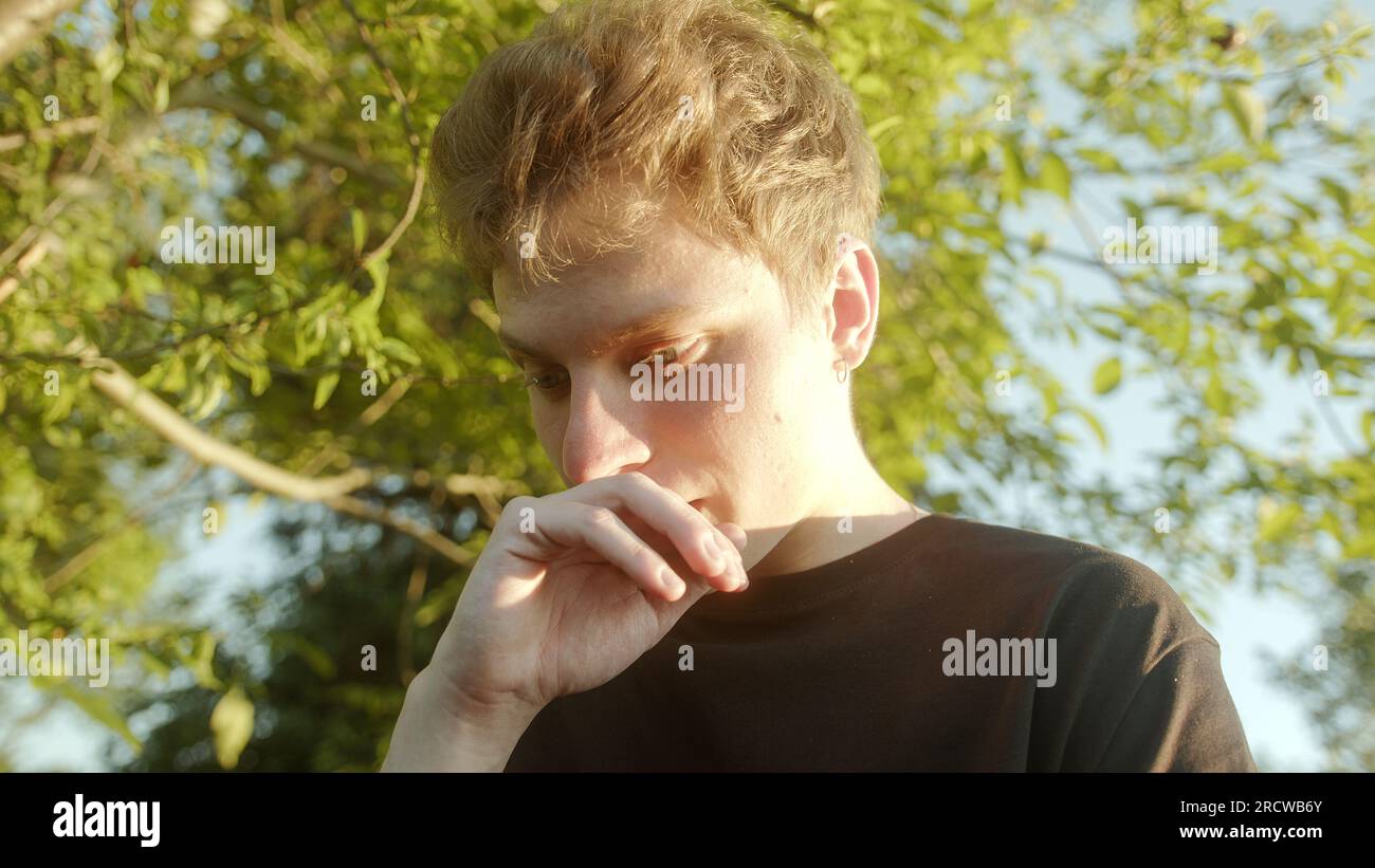 Surprised Reactions: Handsome Blond Young Man Checking a Message or ...