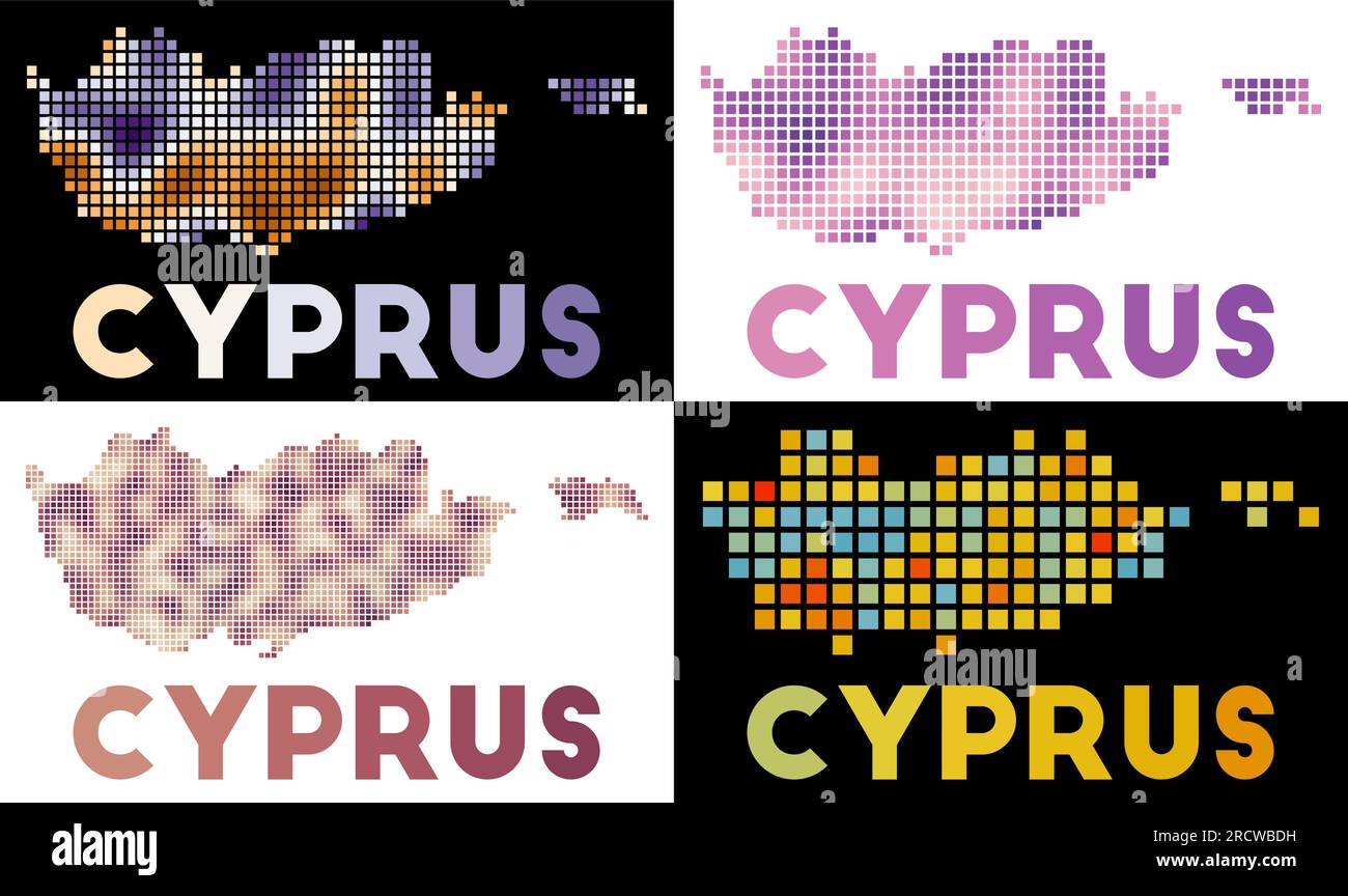 Cyprus map. Collection of maps of Cyprus in dotted style. Borders of ...