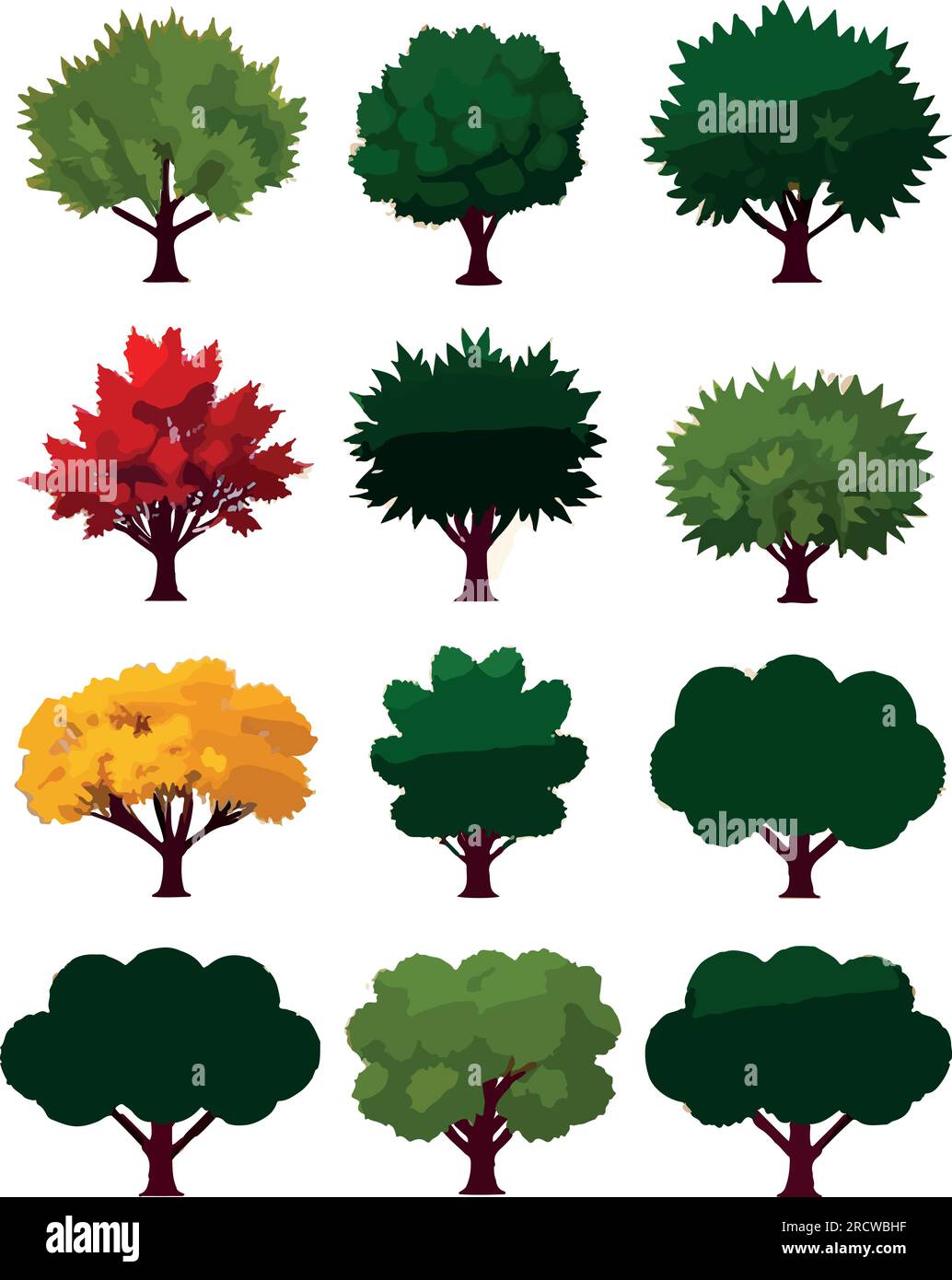 Fantastical trees bushes shrubs seasesonal vector art Stock Vector ...