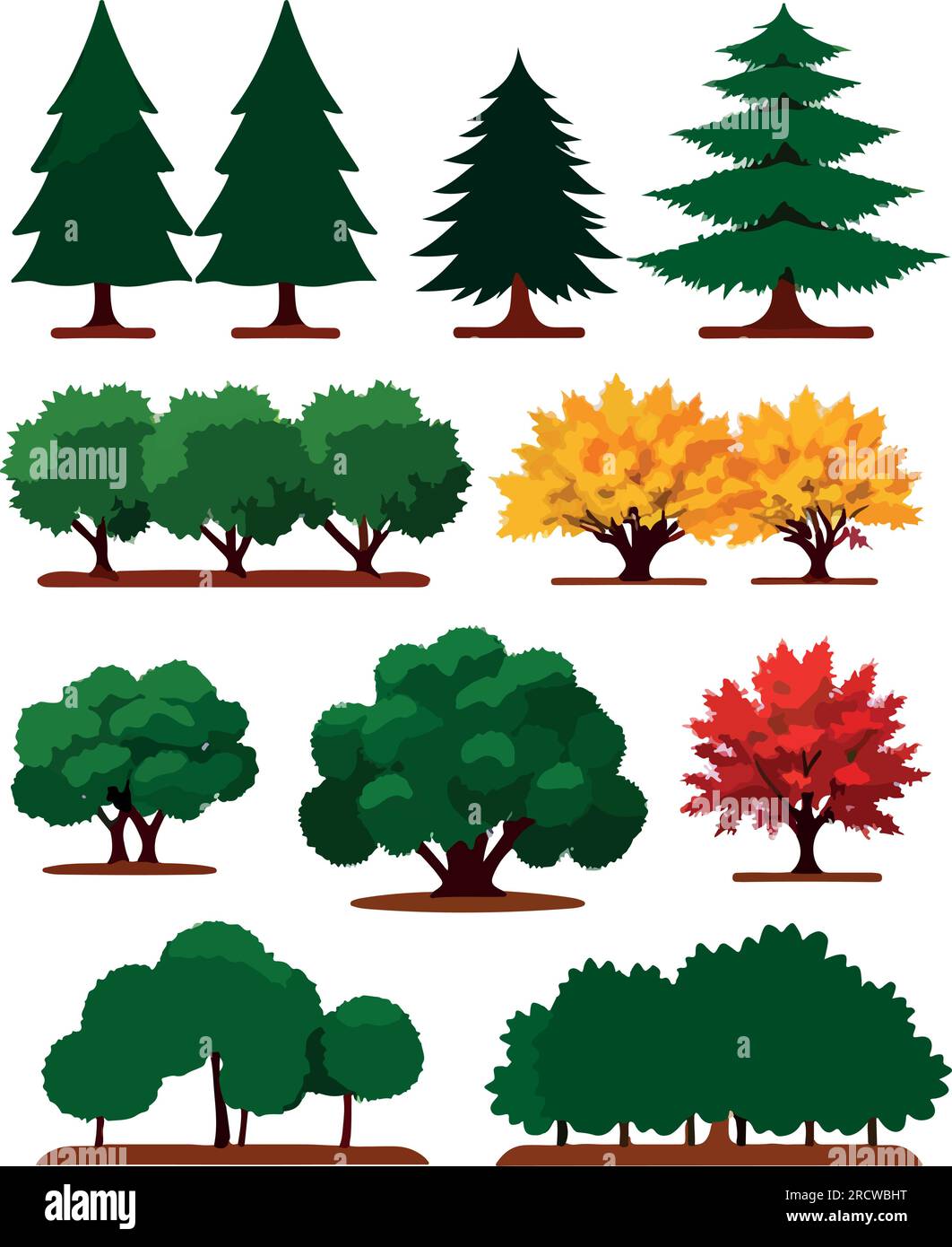 Great trees bushes shrubs seasesonal vector art Stock Vector Image ...