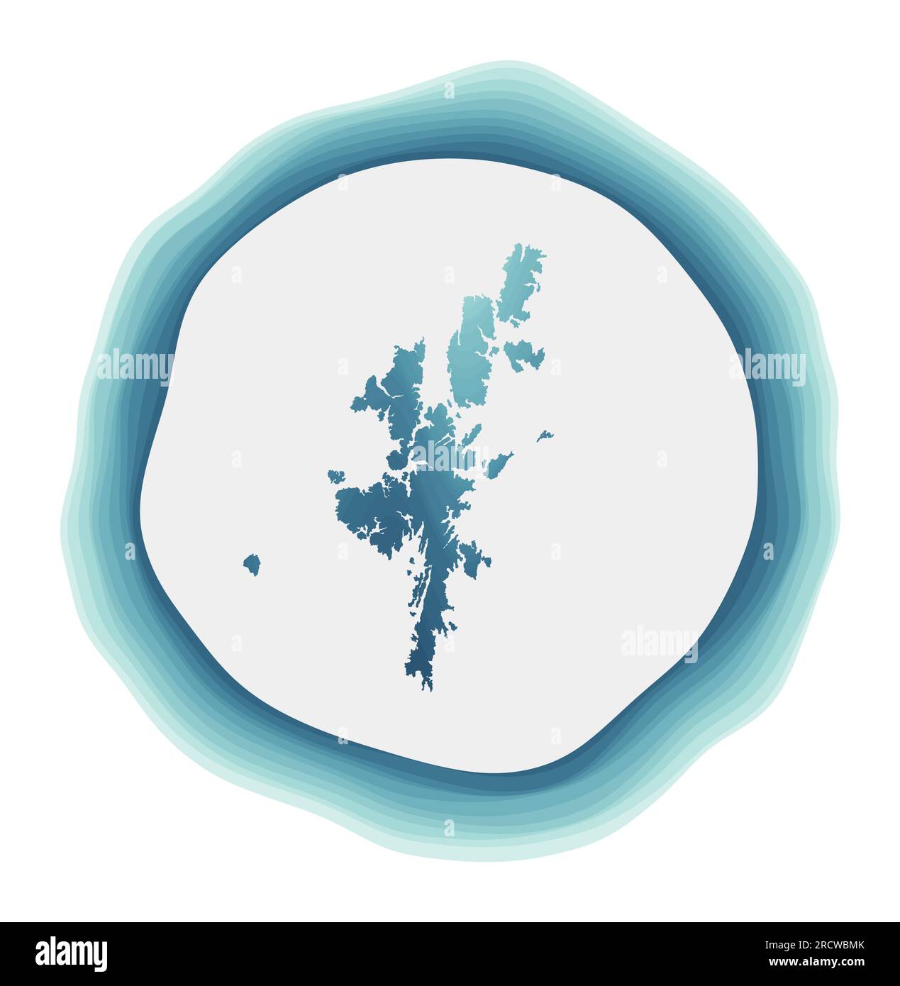 Mainland logo. Badge of the island. Layered circular sign around ...