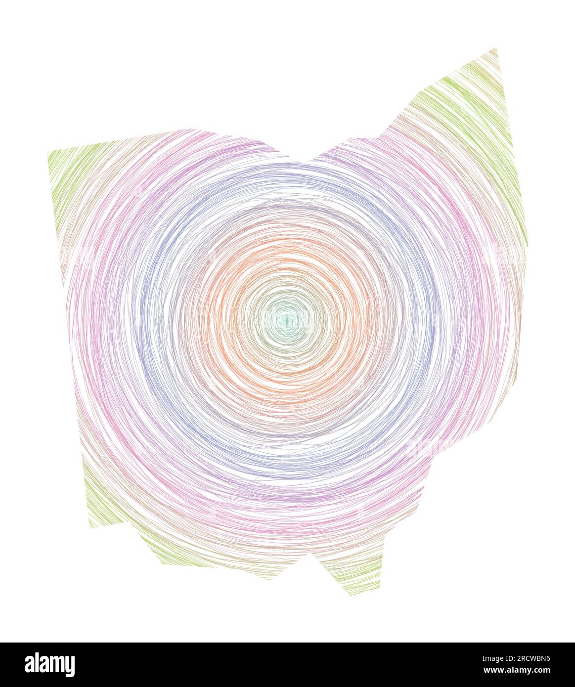 Ohio map filled with concentric circles. Sketch style circles in the ...