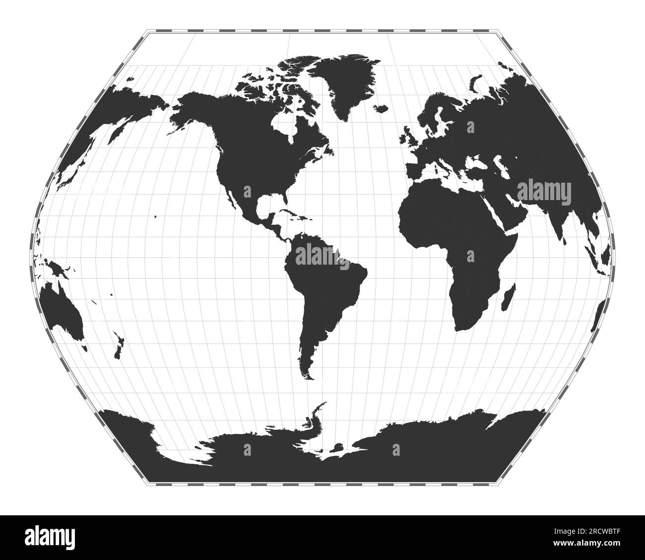 Vector world map. Ginzburg VIII projection. Plain world geographical ...