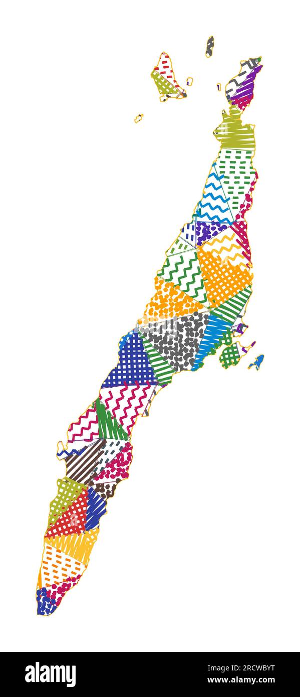 Kid style map of Cebu. Hand drawn polygons in the shape of Cebu. Vector ...