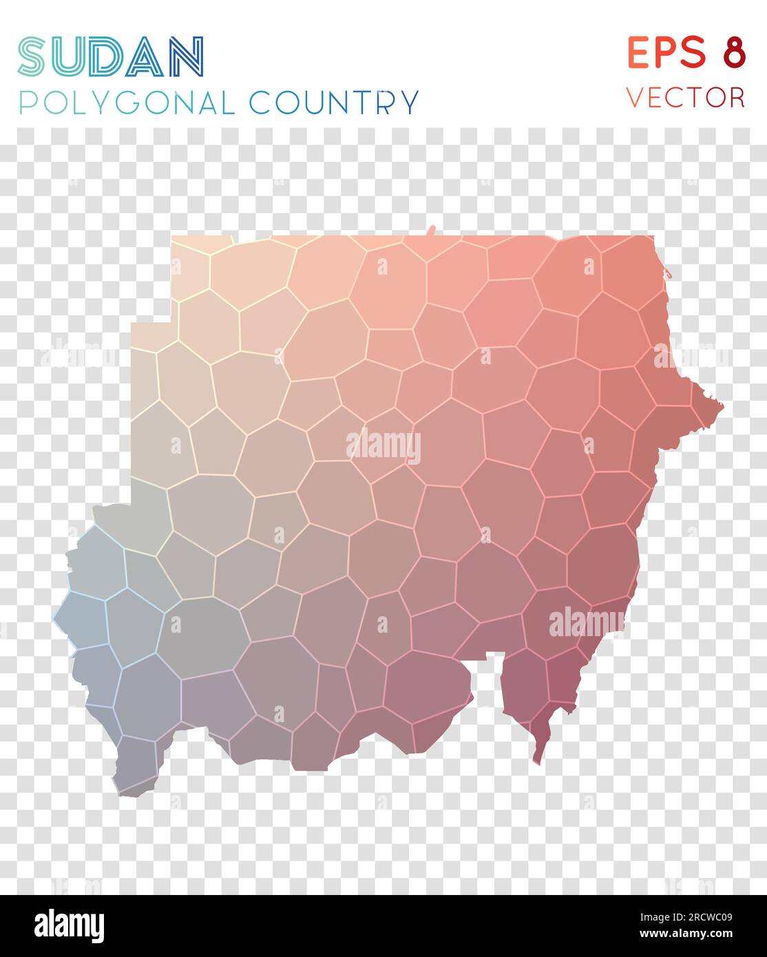 Sudan polygonal map, mosaic style country. Bizarre low poly style ...